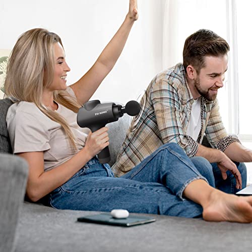 FIT KING Massage Gun Deep Tissue Percussion Muscle Massage Gun for Athletes to Relieve Soreness and Fast Recovery LCD Touch Screen 6 Massage Heads 20 Speed Levels FT-025G