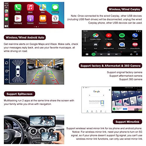 Road Top Android 12 Car Stereo 10.25" Car Touch Screen for Mercedes Benz C GLC Class W205 2015-2018 Year Car with NTG5.0, 8GB+128GB Support Wireless Carplay, Global Weather,OTA Upgrade,Voice Control