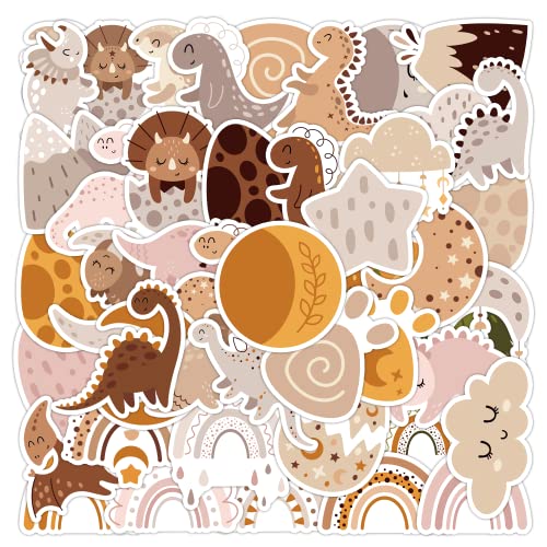 Bohemian Dinosaur Stickers swanticker Lovely Kawaii Kids Animal Stickers Laptop Water Bottle Diary Waterproof Vinyl Aesthetics Matte Color Stickers (50 Sheets)