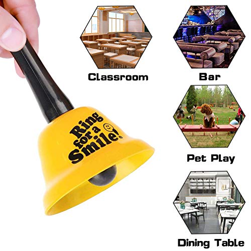 VABNEER Hand Bell Metal Tea Bell Service Bell Gold Hand Bell School Small Hand Bell for Adults (Yellow)