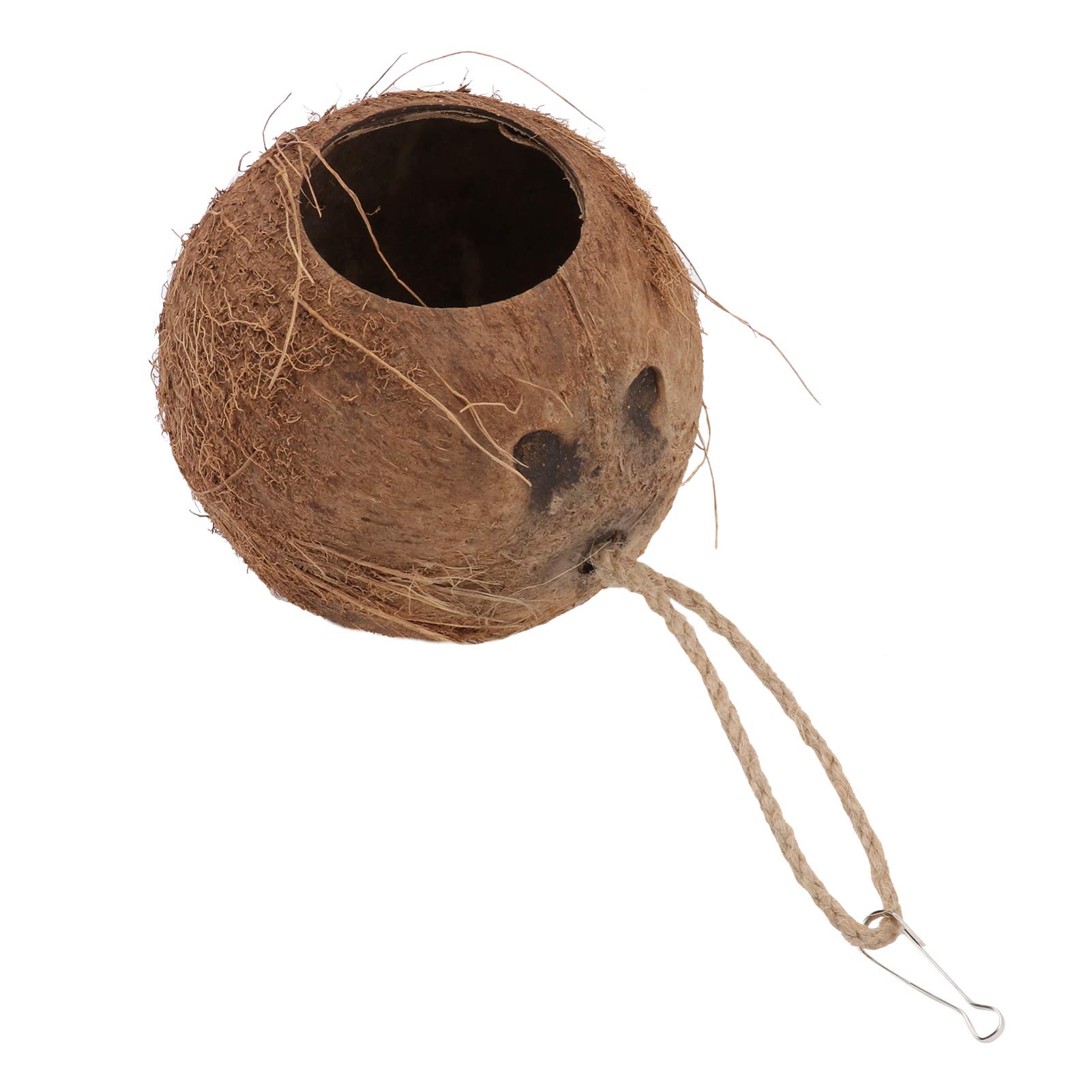 Hanging Coconut Shell Bird Nest Natural Coconut Hideaway Bird House Hut Breeding Nesting Bird Cage Box for Hamster Parakeets Love Birds Canary