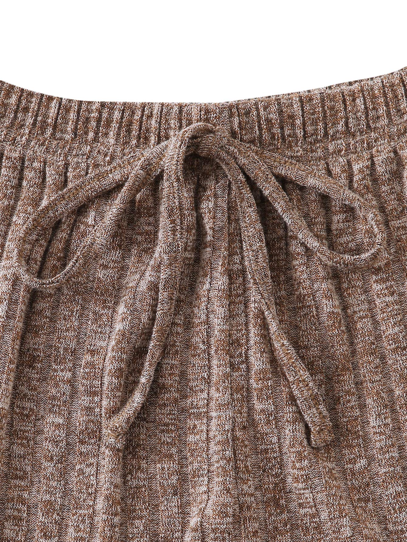 SOLY HUX Women's Button Front Ribbed Knit Tank Top and Shorts Pajama Set Sleepwear Lounge Sets Mocha Brown XL