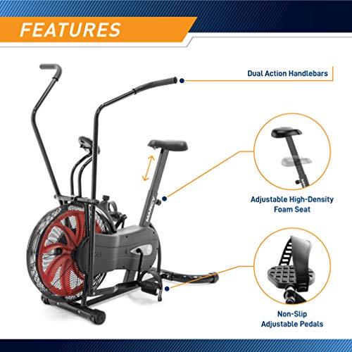 Marcy Fan Exercise Bike with Air Resistance System β Red and Black β NS-1000