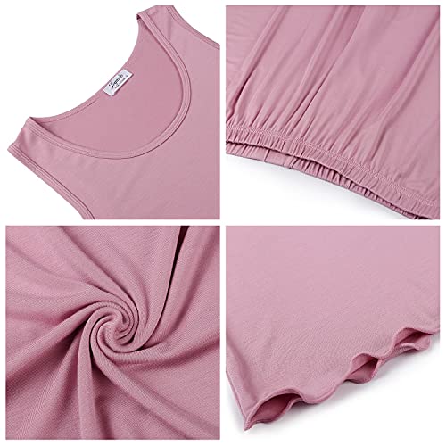 Joyaria Cooling Summer Pajama Set for Women Bamboo Viscose Pjs Jersey Knit(Dusty Rose,XL)