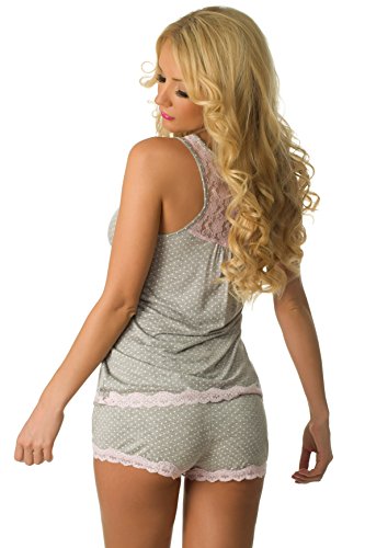 Velvet Kitten Electric Lace Grey and Pink Tank/Short PJ Set 562856-2439 XL
