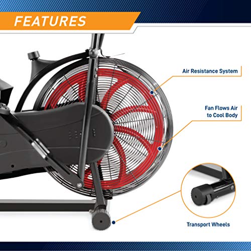 Marcy Fan Exercise Bike with Air Resistance System β Red and Black β NS-1000