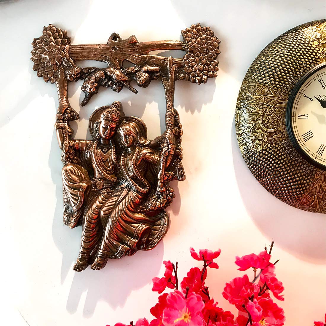Generic Bhuvika Radha Krishna Jhula Wall Hanging 14 5 Inch Height for Wall Decor Home Decor and Gifts Gold