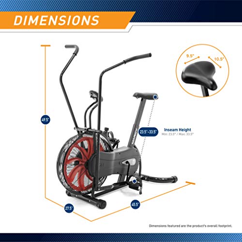 Marcy Fan Exercise Bike with Air Resistance System β Red and Black β NS-1000