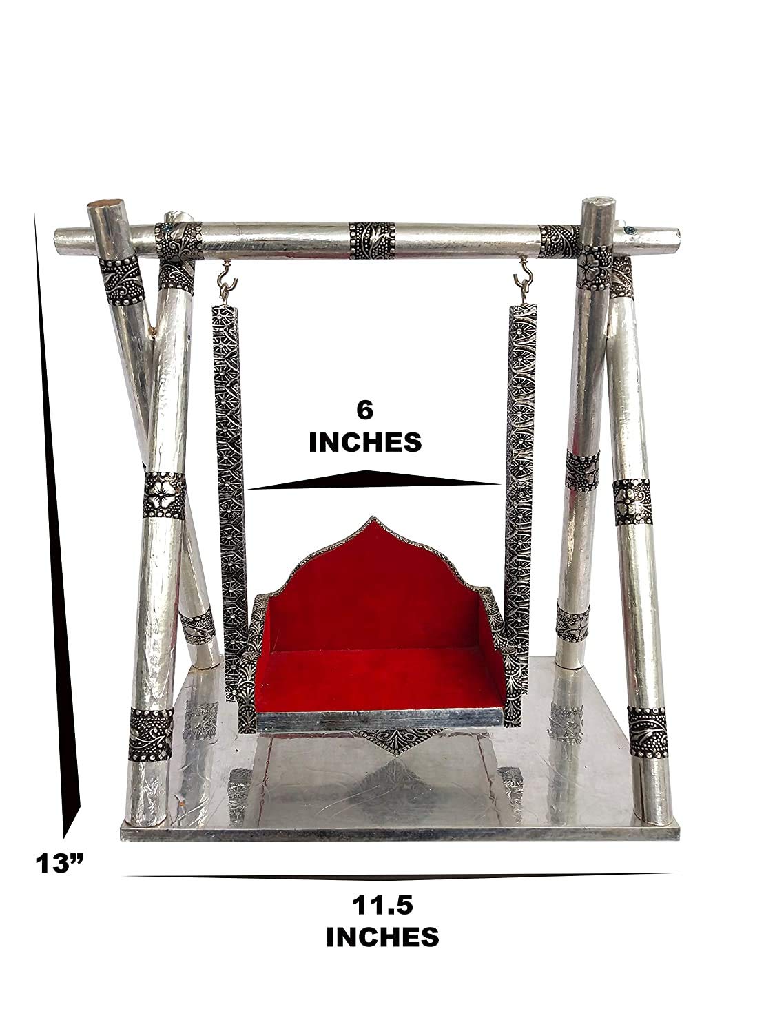 Generic Bhuvika Home Designs Aluminium and Oxodized Pooja JhulaSwingPalnaNand Gopal PalnaLaddu Gopal PalnaKrishna Jhula, Silver