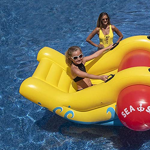 Swimline 9058 Giant Inflatable Sea-Saw Water Rocker 2 Person Swimming Pool Float with Built-in Handles for Kids and Adults, Yellow (3 Pack)
