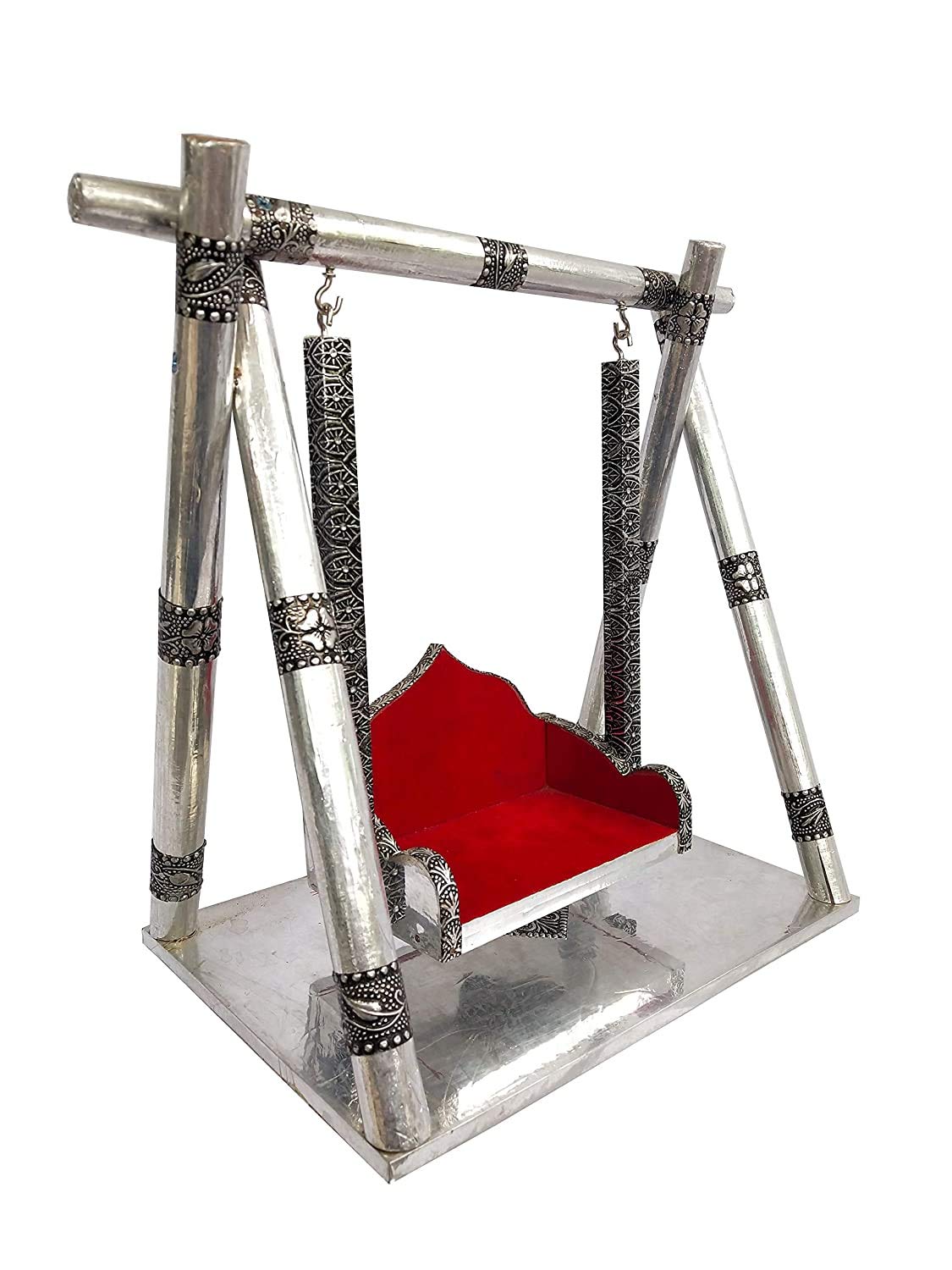 Generic Bhuvika Home Designs Aluminium and Oxodized Pooja JhulaSwingPalnaNand Gopal PalnaLaddu Gopal PalnaKrishna Jhula, Silver