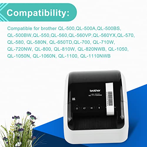 NineLeaf 2 Roll (300 Labels per Roll) Die-Cut File Folder Labels with Cartridge Compatible for Brother DK-1203 DK1203 17mm x 87mm (2/3" x 3-7/16") White Address Paper Label use in QL Label Printers