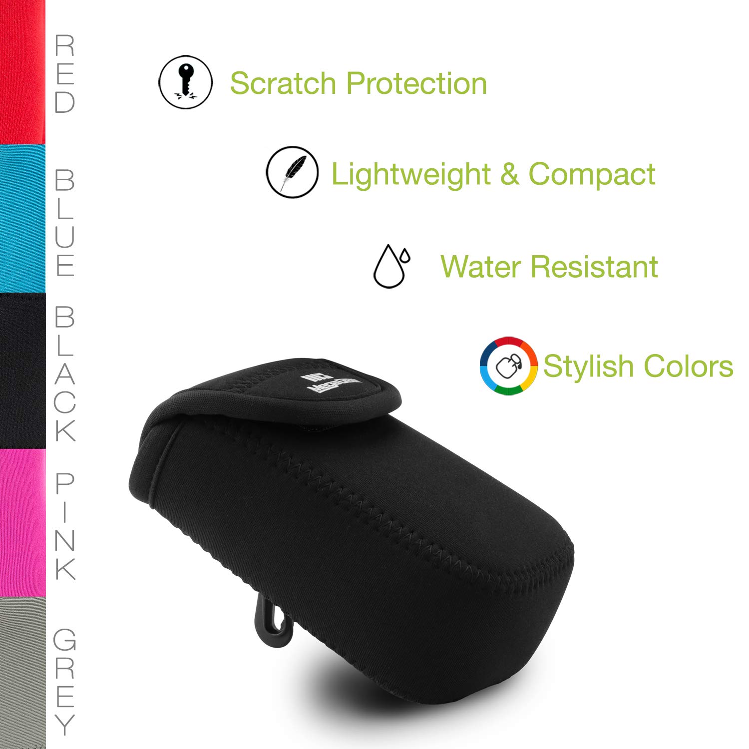 MegaGear MG037 Ultra Light Neoprene Camera Case compatible with Canon PowerShot SX740 HS, SX730 HS, SX720 HS, SX710 HS, SX700 HS, Sony Cyber-shot DSC-HX60V - Black, PU Leather