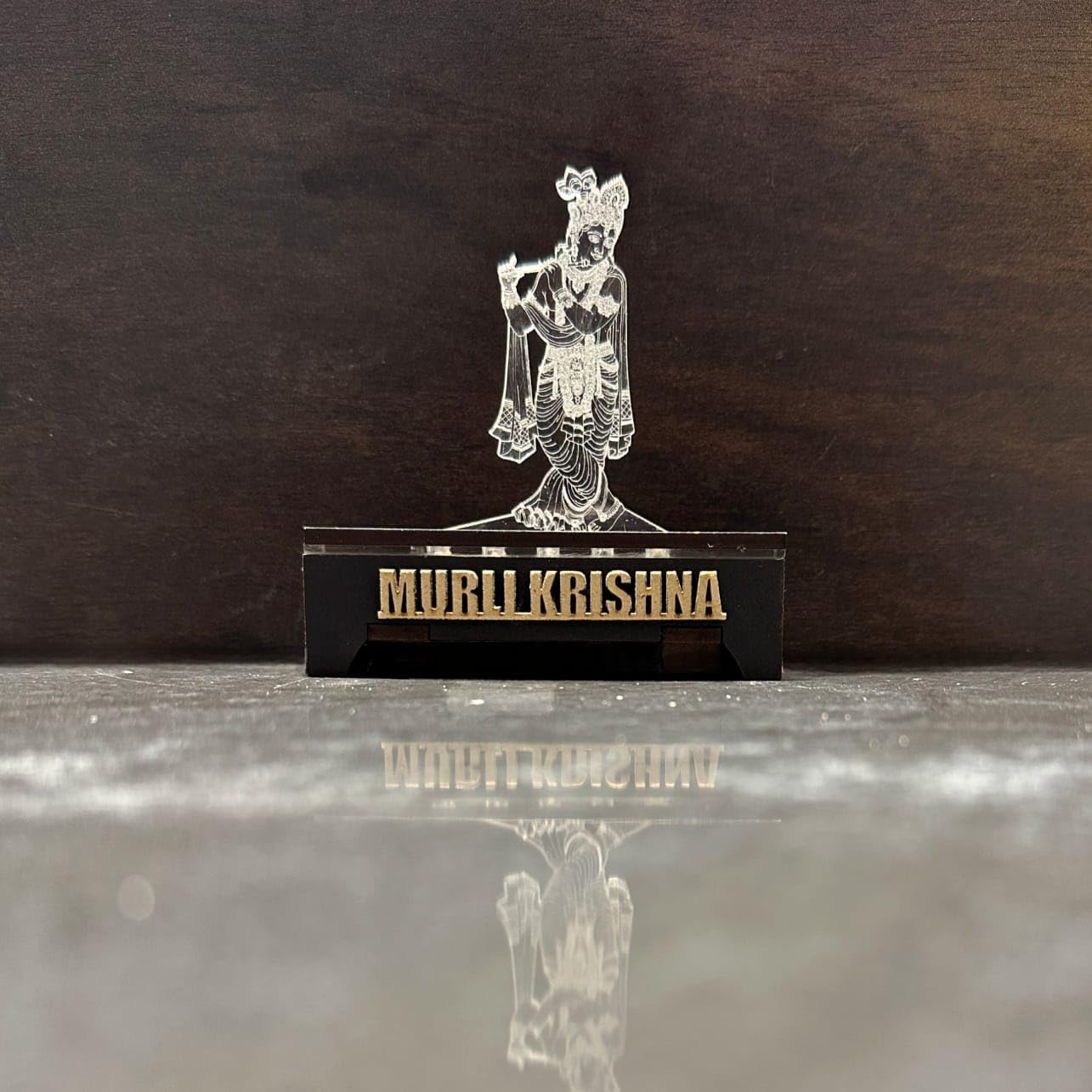4OUR FAITH 3D Illusion Lord Krishna Kanahiya with LED Light, Lord Krishan for Gift/Home Décor/Office/Car Dashboard/Mandir (Shri Krishana Statue) – (4.35”x2”x4.35”) – Pack of 1