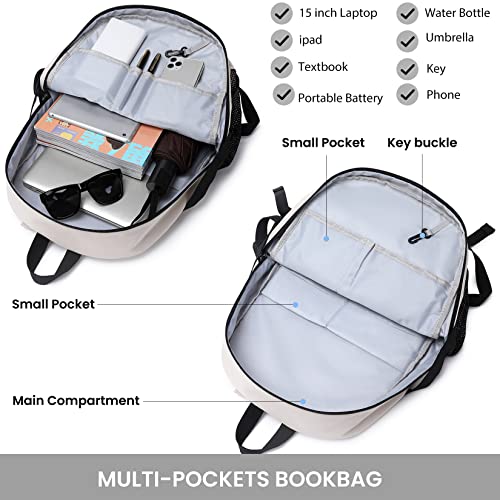MIRLEWAIY Classical Casual Daypack Lightweight School Bookbag Travel Backpacks Work Bag For Teen Girls boys, Khaki