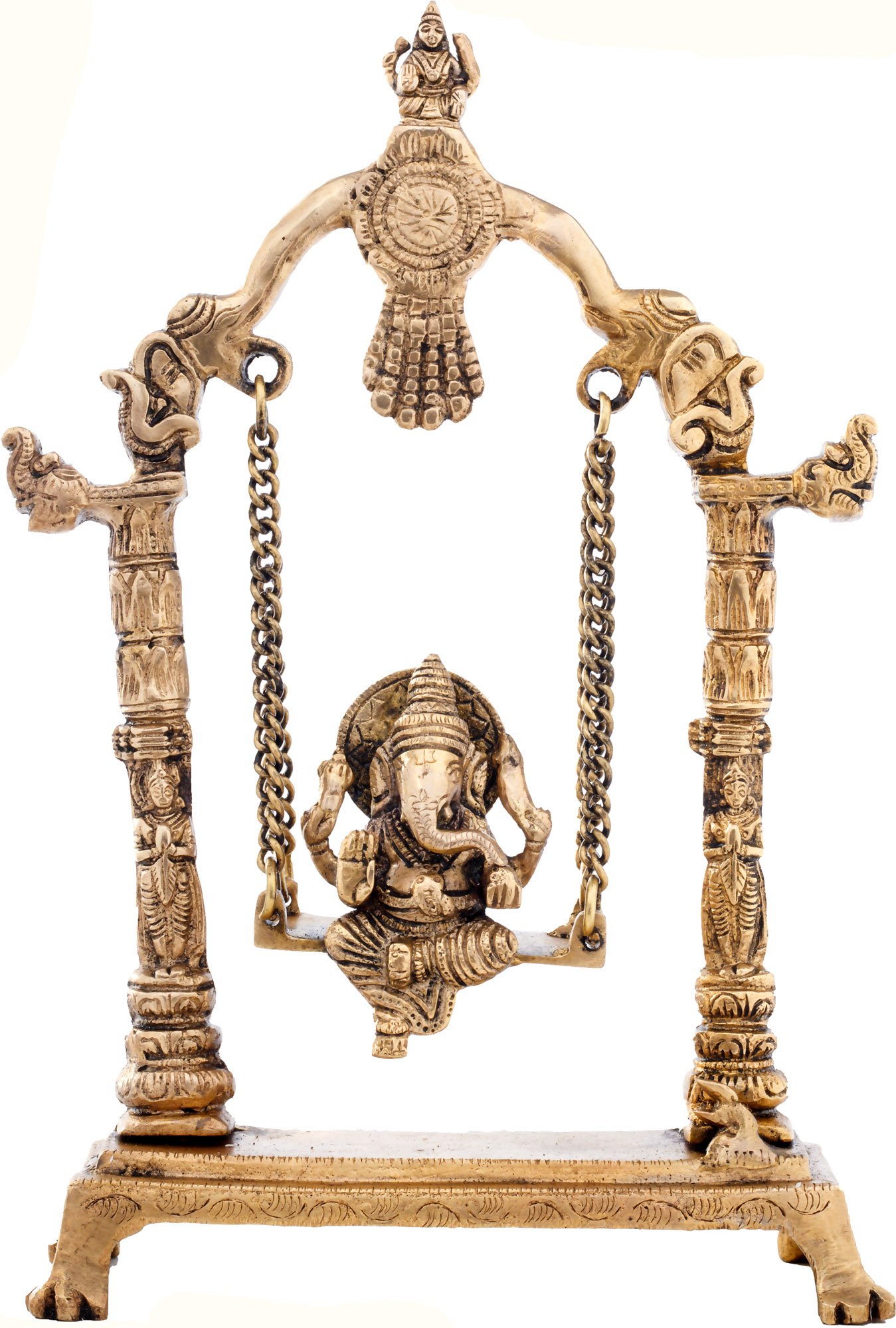 Gangesindia Brass Lord Ganesha Sitting On Jhula (20.96 cm,7.62 CM, 31.12 CM)