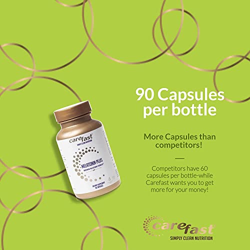 CAREFAST Melatonin Plus Extra Strength High Dose Sleep Supplement - 60mg Veggies Capsules - Fast Acting with Zinc & Magnesium for Maximum Quick Absorption for Adults
