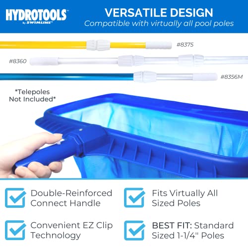 HYDROTOOLS By SWIMLINE 8040 Leaf Net For Inground Above Ground Pool Pond | Extra Large Skimmer Net Cleaning Tool & Ultra Fine Deep Mesh Bag | Durable Reinforced Plastic Frame | For Debris Bugs Pickup