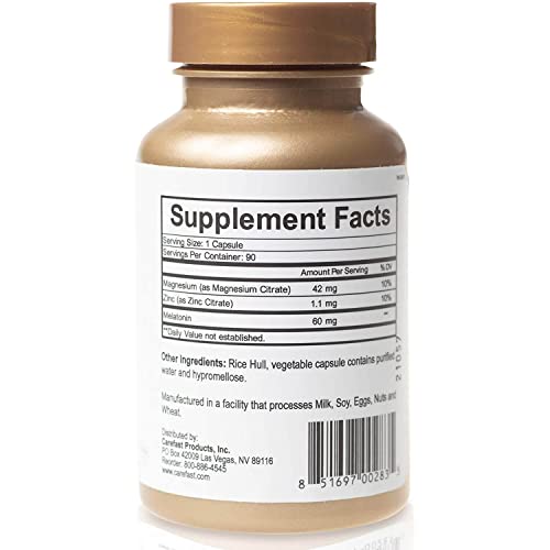 CAREFAST Melatonin Plus Extra Strength High Dose Sleep Supplement - 60mg Veggies Capsules - Fast Acting with Zinc & Magnesium for Maximum Quick Absorption for Adults