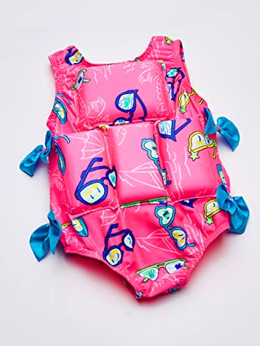 My Pool Pal Girls' Flotation Swimsuit, Pink Sunglasses, Extra Small
