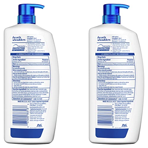 Head and Shoulders Shampoo and Conditioner 2 in 1, Anti Dandruff Treatment and Scalp Care, Old Spice Swagger for Men, 31.4 Fl Oz, Pack of 2