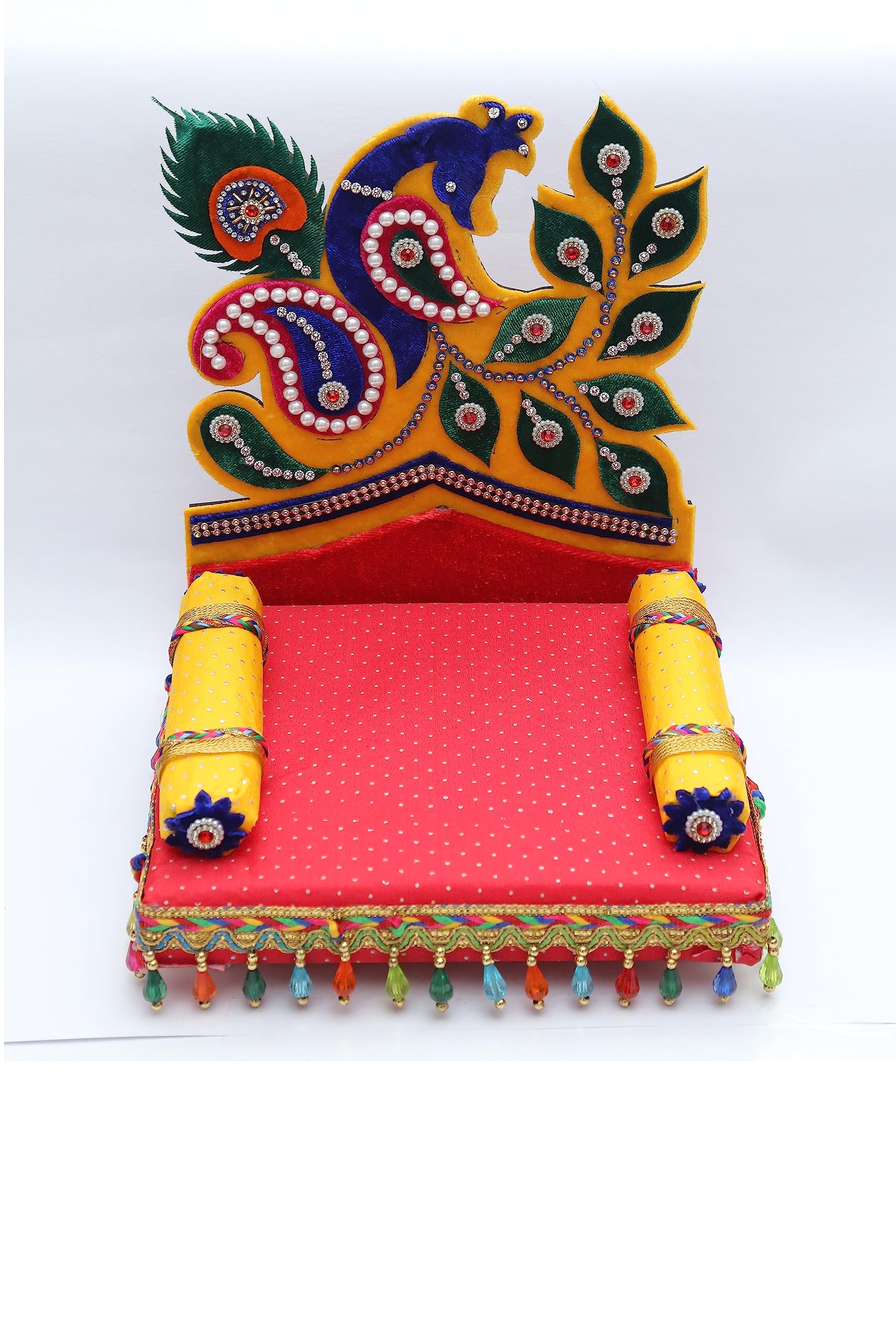 Small Jhula Laddu Gopal Ji Jhoola for Janmashatmi laddu Gopal Ji Sihansan Laddu Gopal Ji Aasan Multicolor