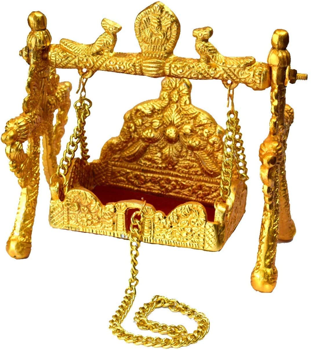 satisfactory nation Laddu Gopal Golden Jhula Bal Gopal Swing Kanha Ji Jhula Metal Jhula Swing Carousel Ladoo Gopal Jhula Janmashtami,Small