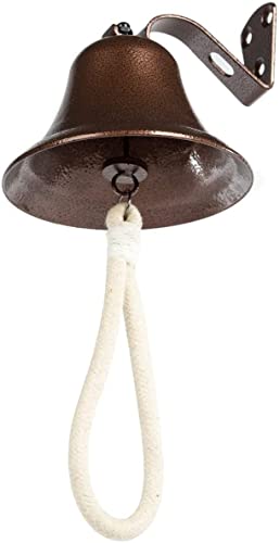 Hanging Bell Dinner Bell Outdoor Bell Bracket Mount Wall Bell Indoor Rope Bell Ship/Boat/Nautical/Door/School/Reception/Home/Church Bell(Copper)