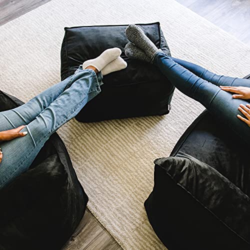 Big Joe Imperial Lounger Ottoman Foam Filled Bean Bag with Removable Cover, Black Plush, 2ft