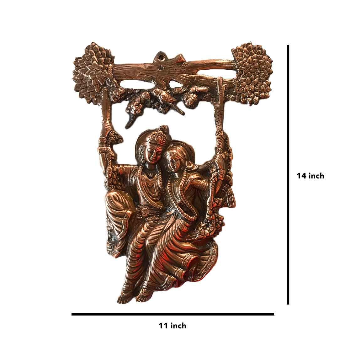 APKAMART Radha Krishna Jhula Wall Hanging -14.5 Inch Height - Metal Wall Showpiece For Wall Decor, Room Decor, Home Decor And Gifts