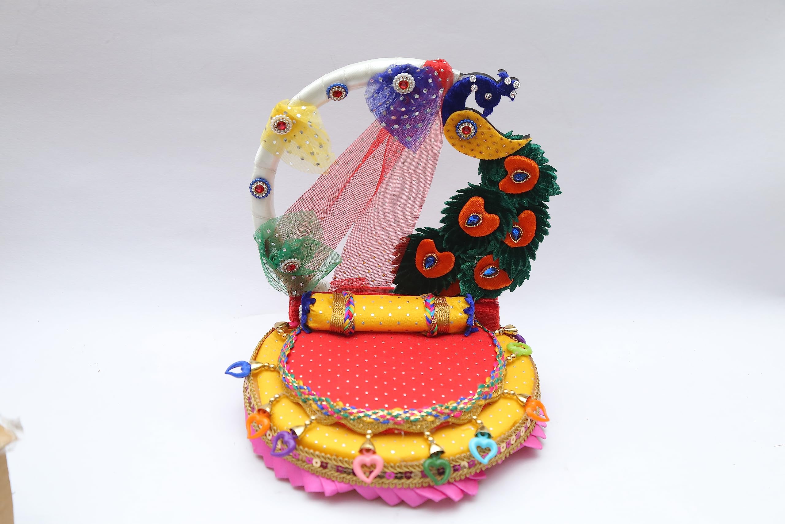 Generic Lord Gopal Ji Jhula Peacock Jhula Mechanism Red 12" Janmashatmi Festival Decorative Figurine
