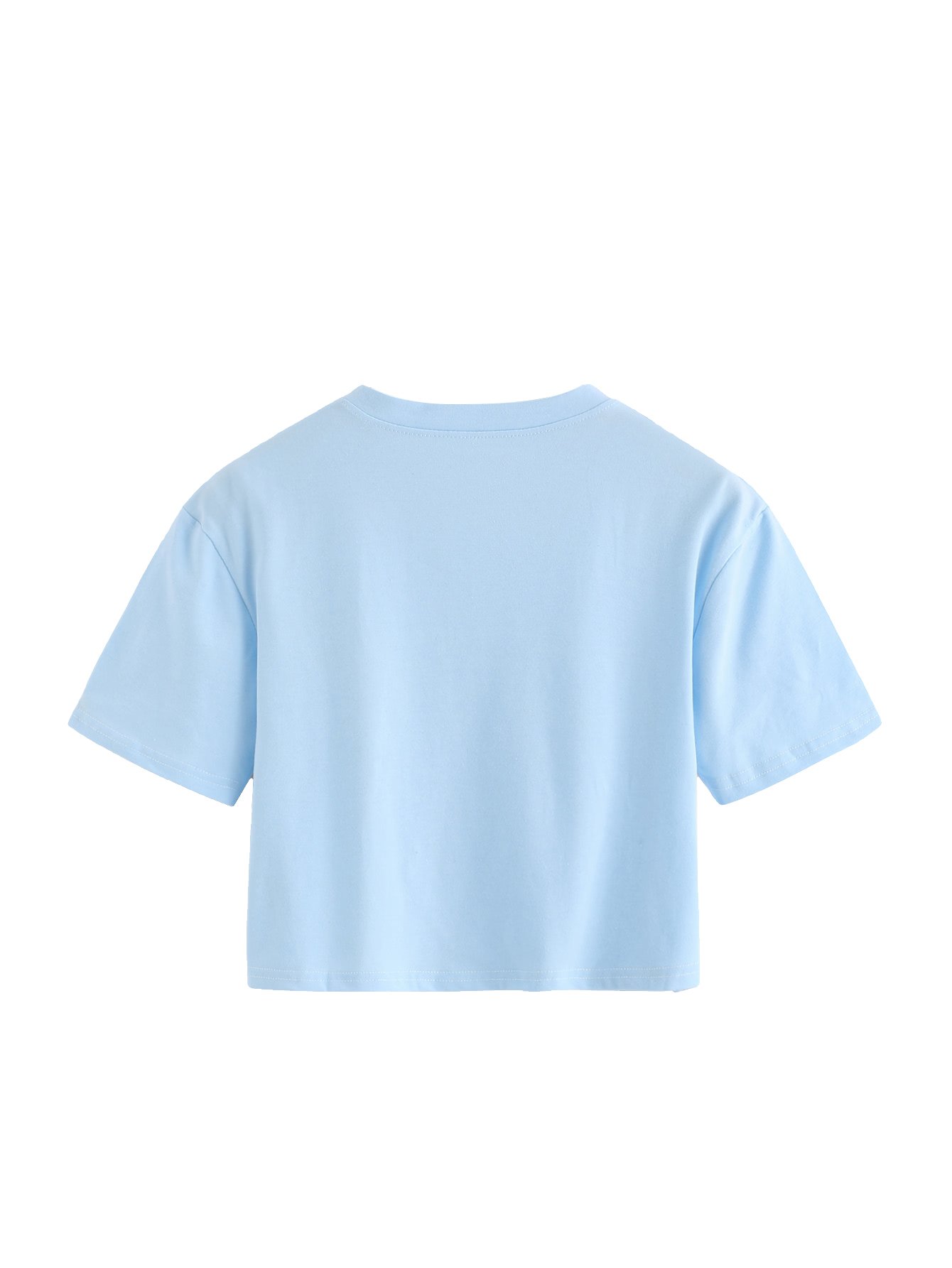 SweatyRocks Women's Graphic Print Crop Top Summer Short Sleeve Casual T Shirts Blue S