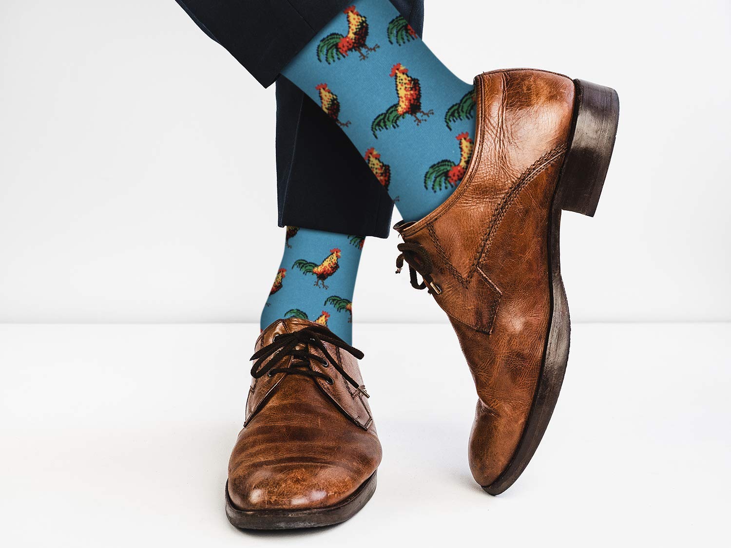 Real Sic Fun Socks for Men and Women - Cozy Cotton Dress Socks with Colorful Designs - Cool, Casual, Pet Patterned (Rooster/Cock)