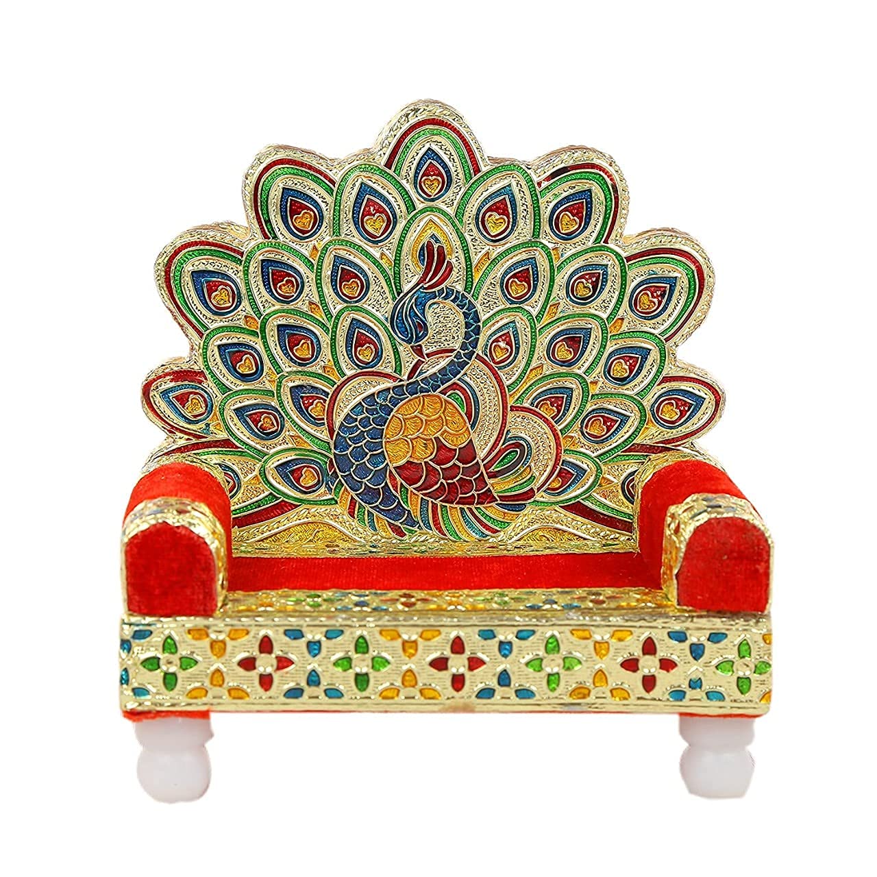 KavinTek Krishna Wooden Meenakari Singhasan Bed for god God Laddu Gopal for Pooja Mandir Laddu Gopal Bed Bal Gopal Bed Thakorji Bed Krishna Sinhasan Size-15.5 x 10.5 x 15 cm