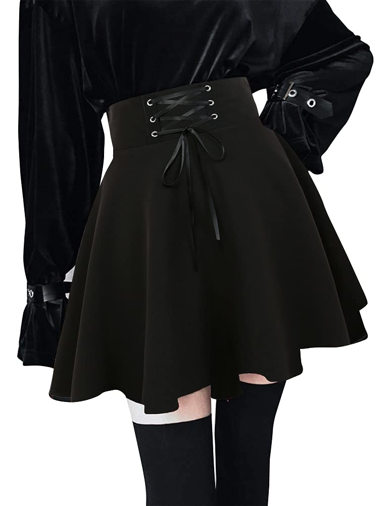 Black Mini Skirt for Women Kawaii Clothes Pastel Goth Aesthetic Skirt (Small, A Pure Black)