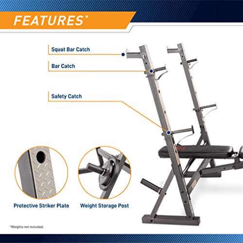 Marcy Olympic Weight Bench for Full-Body Workout MD-857, Grey/Black