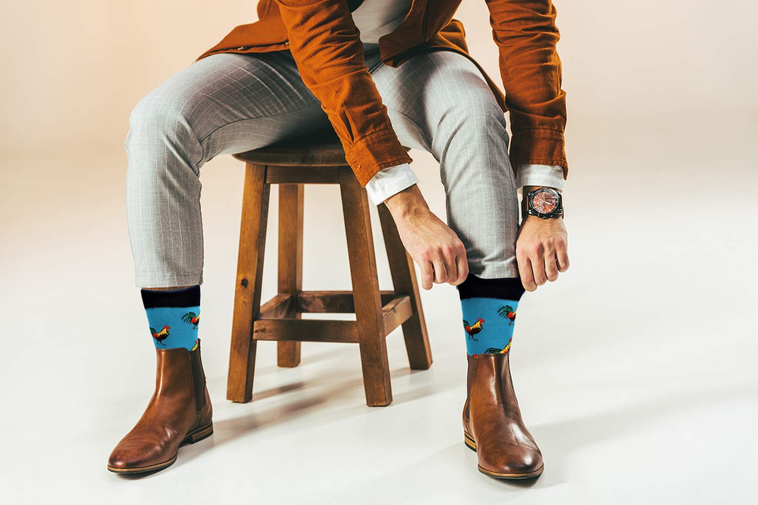Real Sic Fun Socks for Men and Women - Cozy Cotton Dress Socks with Colorful Designs - Cool, Casual, Pet Patterned (Rooster/Cock)