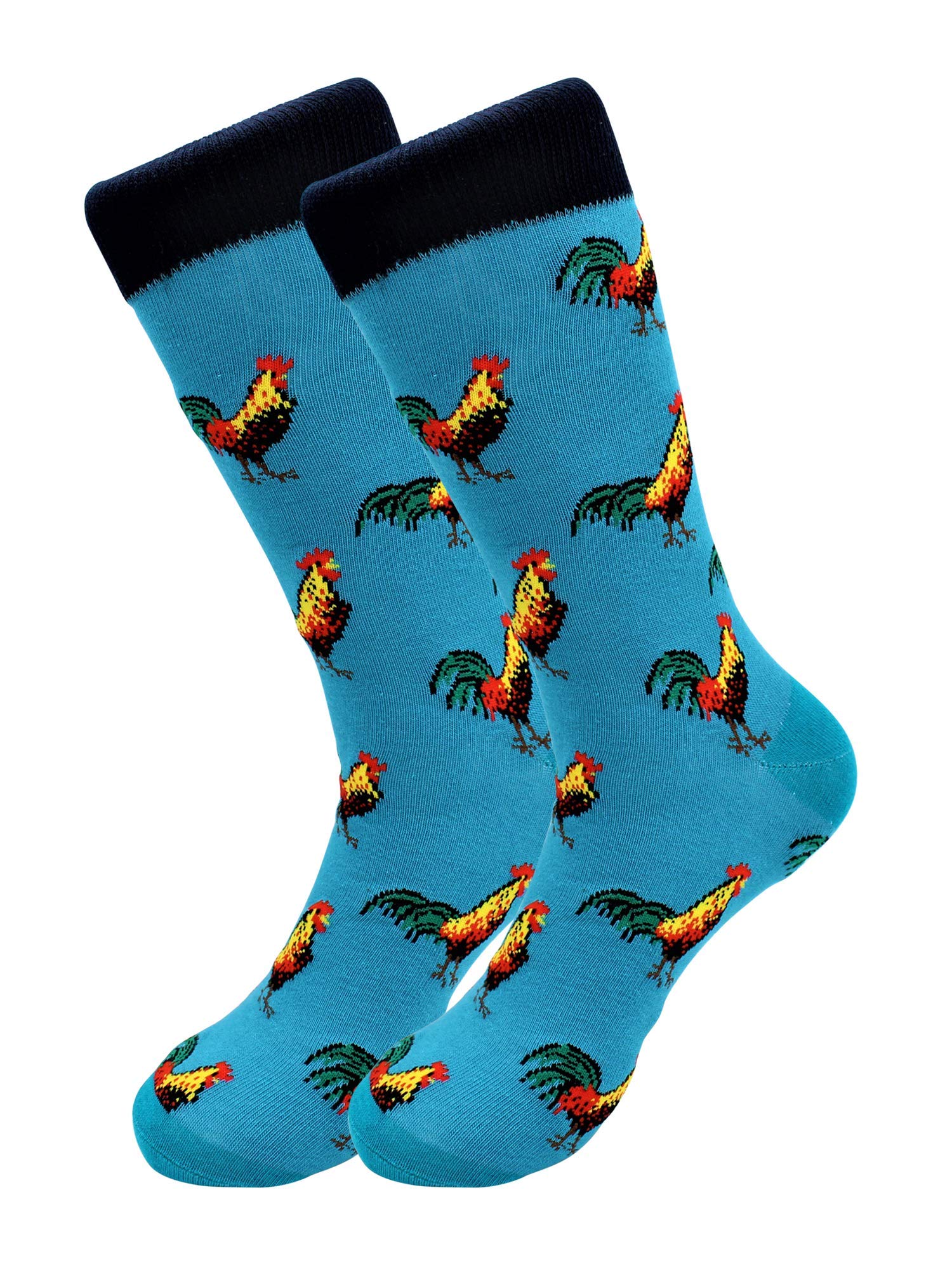 Real Sic Fun Socks for Men and Women - Cozy Cotton Dress Socks with Colorful Designs - Cool, Casual, Pet Patterned (Rooster/Cock)