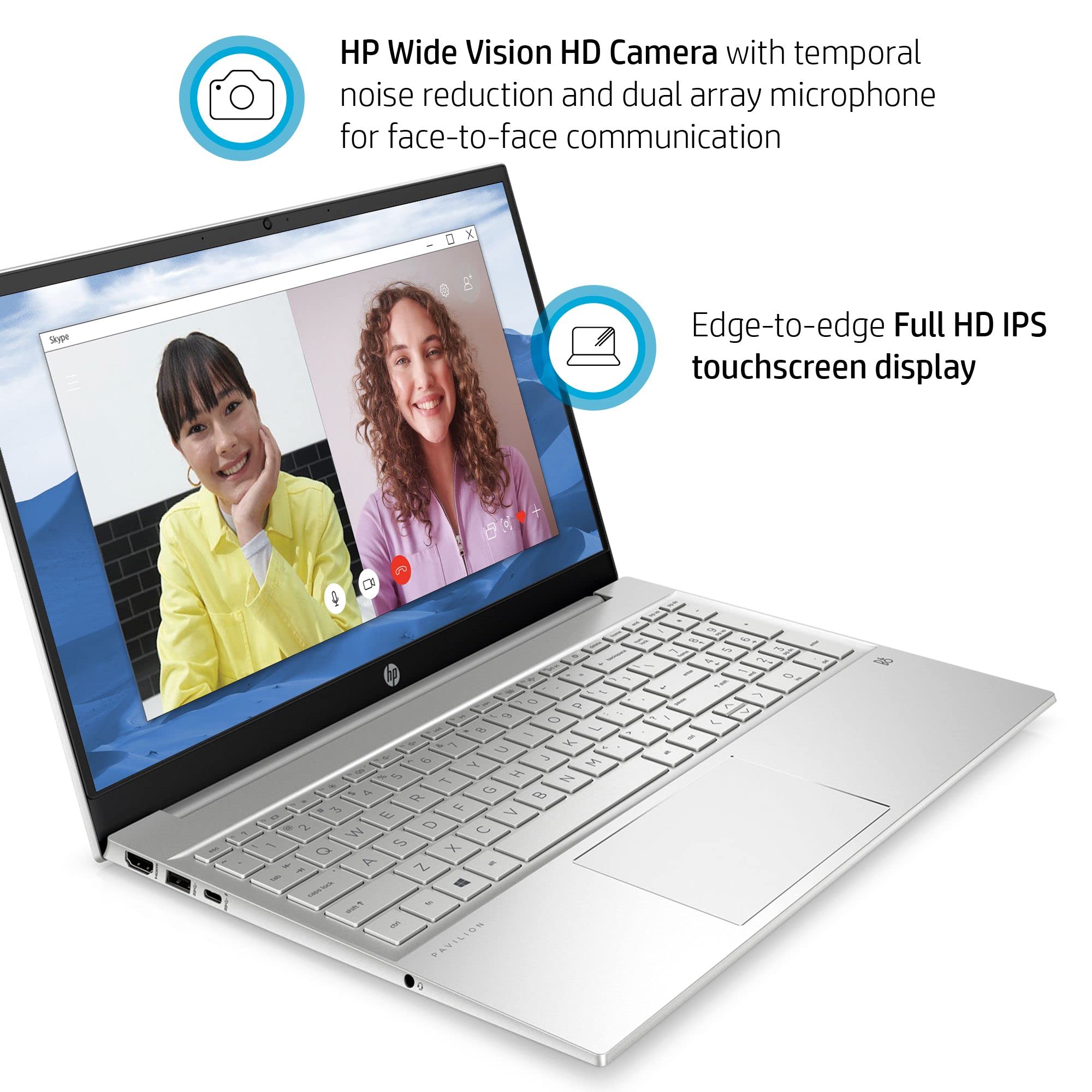 HP Pavilion 15.6" 1920x1080 Touchscreen Laptop | 12th Intel i7-1255U 10-Core Processor | NVIDIA GeForce MX550 | Backlit Key | USB-C | 16GB DDR4 1TB SSD | Win11 Pro