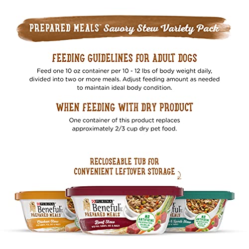 Purina Beneful High Protein, Gravy Wet Dog Food Variety Pack, Prepared Meals Stew - (2 Packs of 6) 10 oz. Tubs