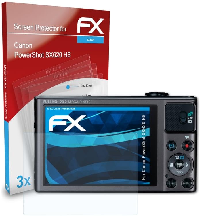 atFoliX Screen Protection Film compatible with Canon PowerShot SX620 HS Screen Protector, ultra-clear FX Protective Film (3X)