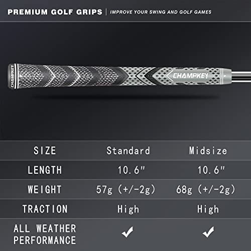 CHAMPKEY Golf Grips 13 Pack | Come with Solvent,15 Tapes,Vise Clamp and Hook Blade | All Weather Control and High Feedback Golf Club Grips