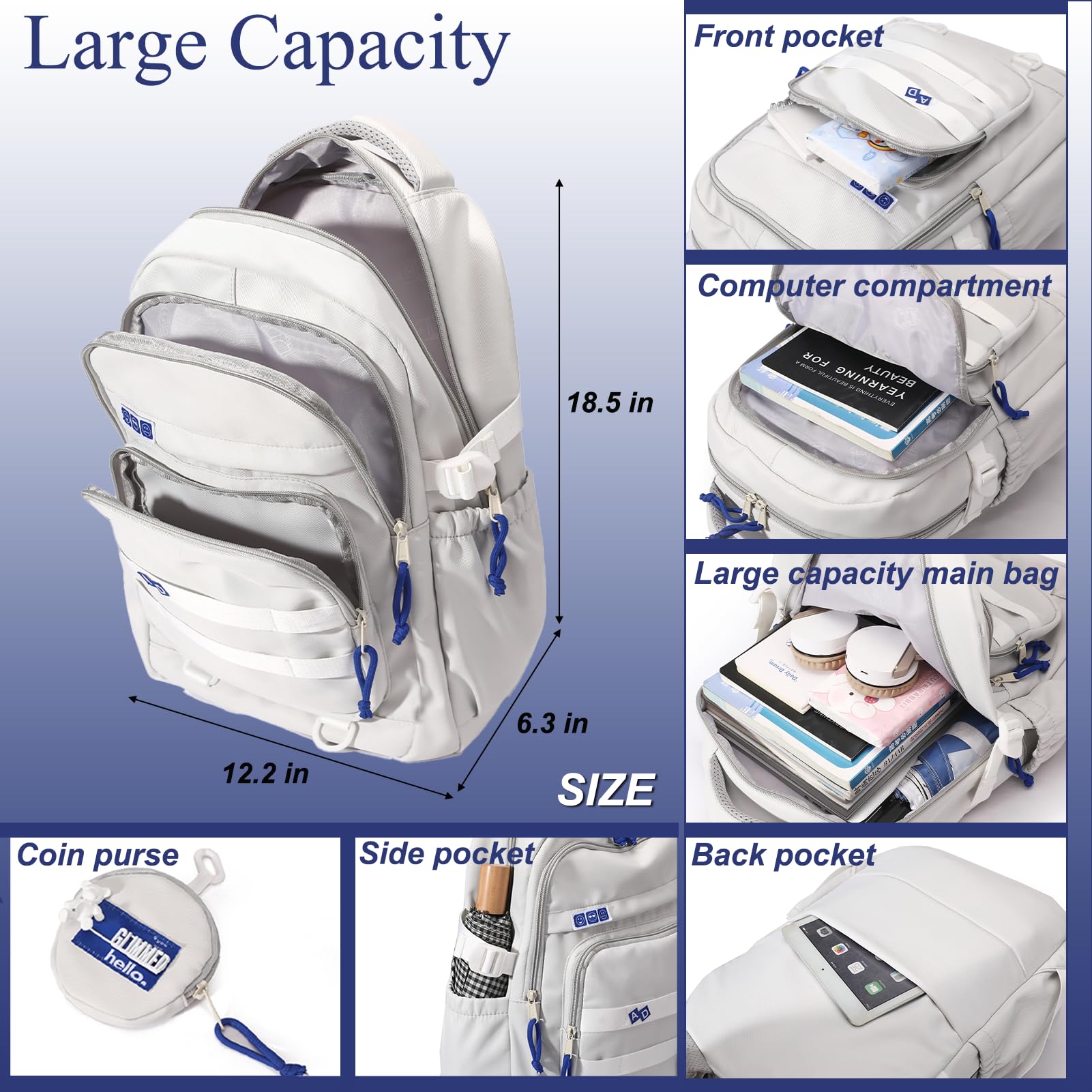 YJMKOI Kids Backpack for Girls Middle-School Elementary Bookbags Aesthetic Backpack for Teen Girls-Boys