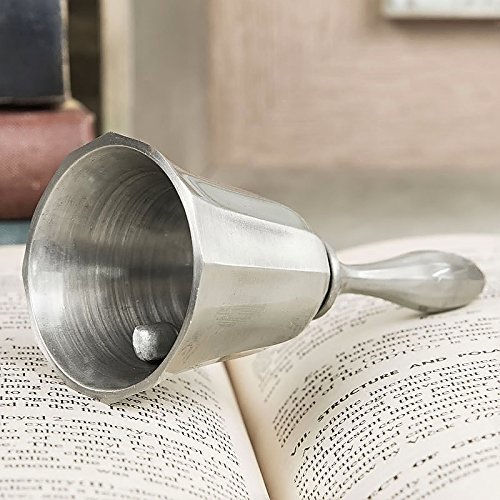 DomeStar Hand Bell, 2PCS Call Bell Wedding Bell Dinner Bell Golden and Pewter Classroom Bell for Kids