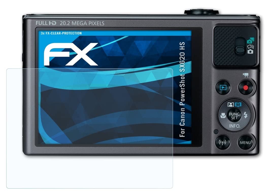 atFoliX Screen Protection Film compatible with Canon PowerShot SX620 HS Screen Protector, ultra-clear FX Protective Film (3X)
