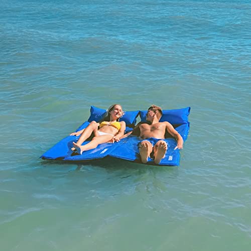 Self-Inflating Pool Floats Adult, More Durable Skin-Friendly Portable Pool Raft with Headrest, Inflatable Sponge Mattress Floating Mat for Swimming Pool Sea Lake River, Easy Storage, No Cracking