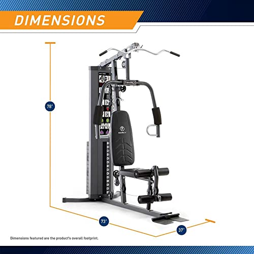 Marcy MWM-4965 Stack Weight Multifunctional Home Gym Workout Station with Pulley, Arm, and Leg Developer for Full Body Fitness, Black
