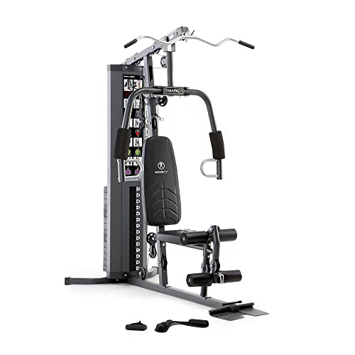 Marcy MWM-4965 Stack Weight Multifunctional Home Gym Workout Station with Pulley, Arm, and Leg Developer for Full Body Fitness, Black