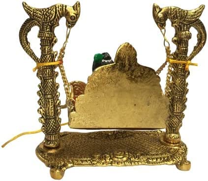 somi gift Antique Look Temple Arch/gate Design Jhula Singhasan Laddu Gopal Sofa (Metal JHULA with MARBAL Krishna)