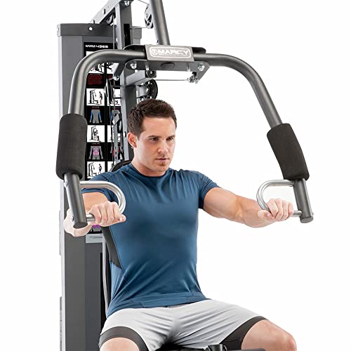 Marcy MWM-4965 Stack Weight Multifunctional Home Gym Workout Station with Pulley, Arm, and Leg Developer for Full Body Fitness, Black